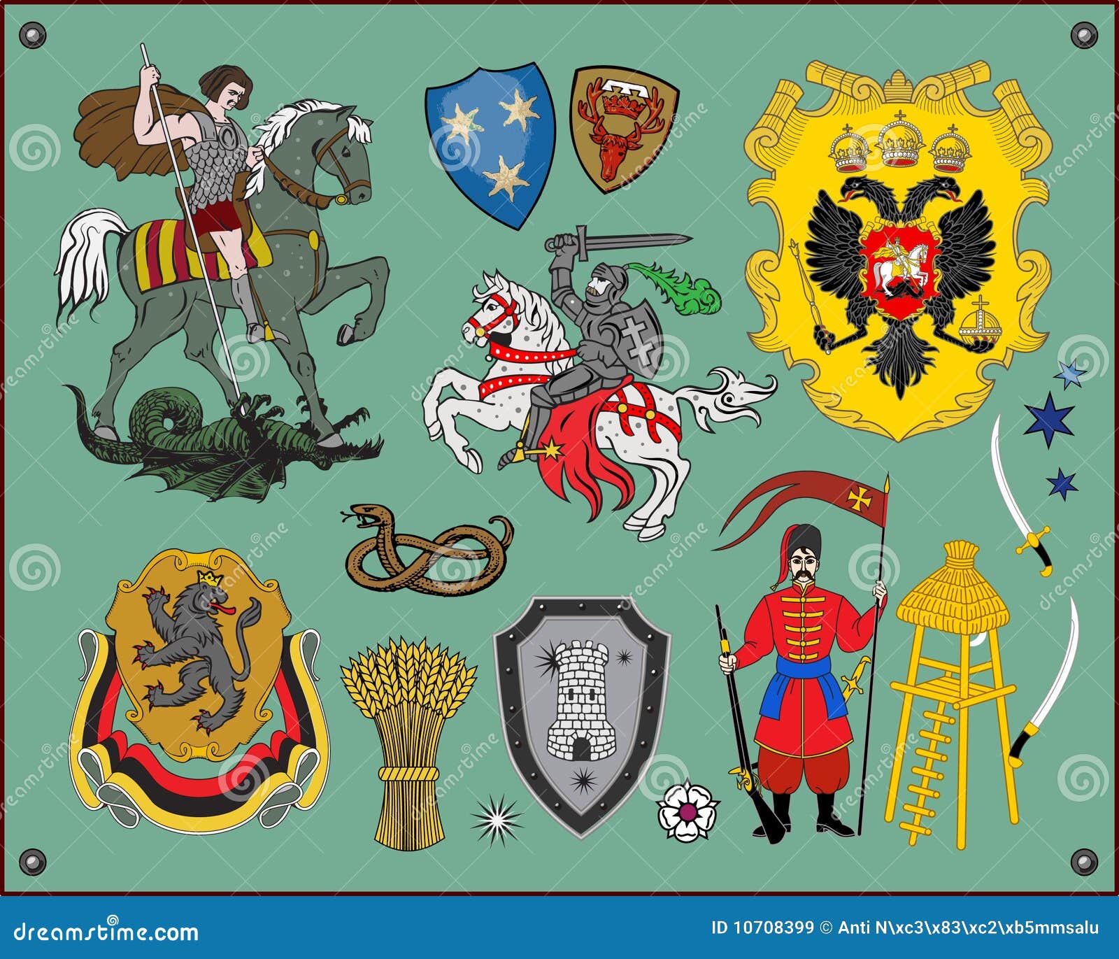Heraldic elements stock illustration. Illustration of medal - 10708399