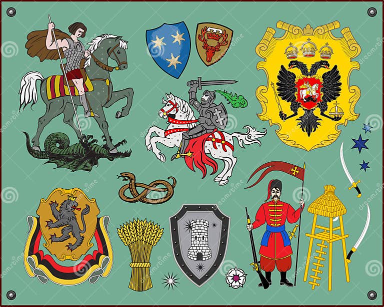 Heraldic elements stock illustration. Illustration of medal - 10708399
