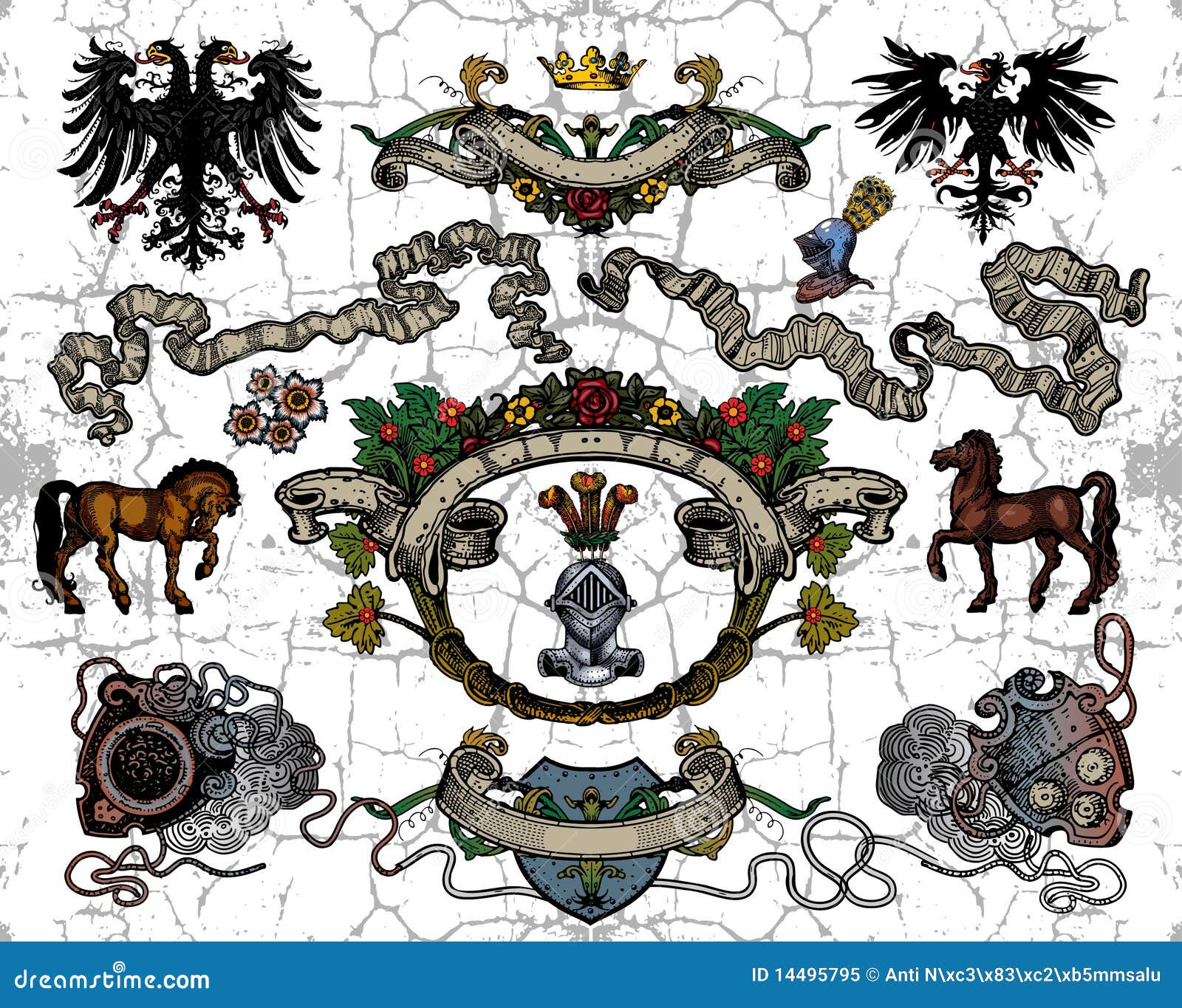 Heraldic elements stock vector. Illustration of collection - 14495795