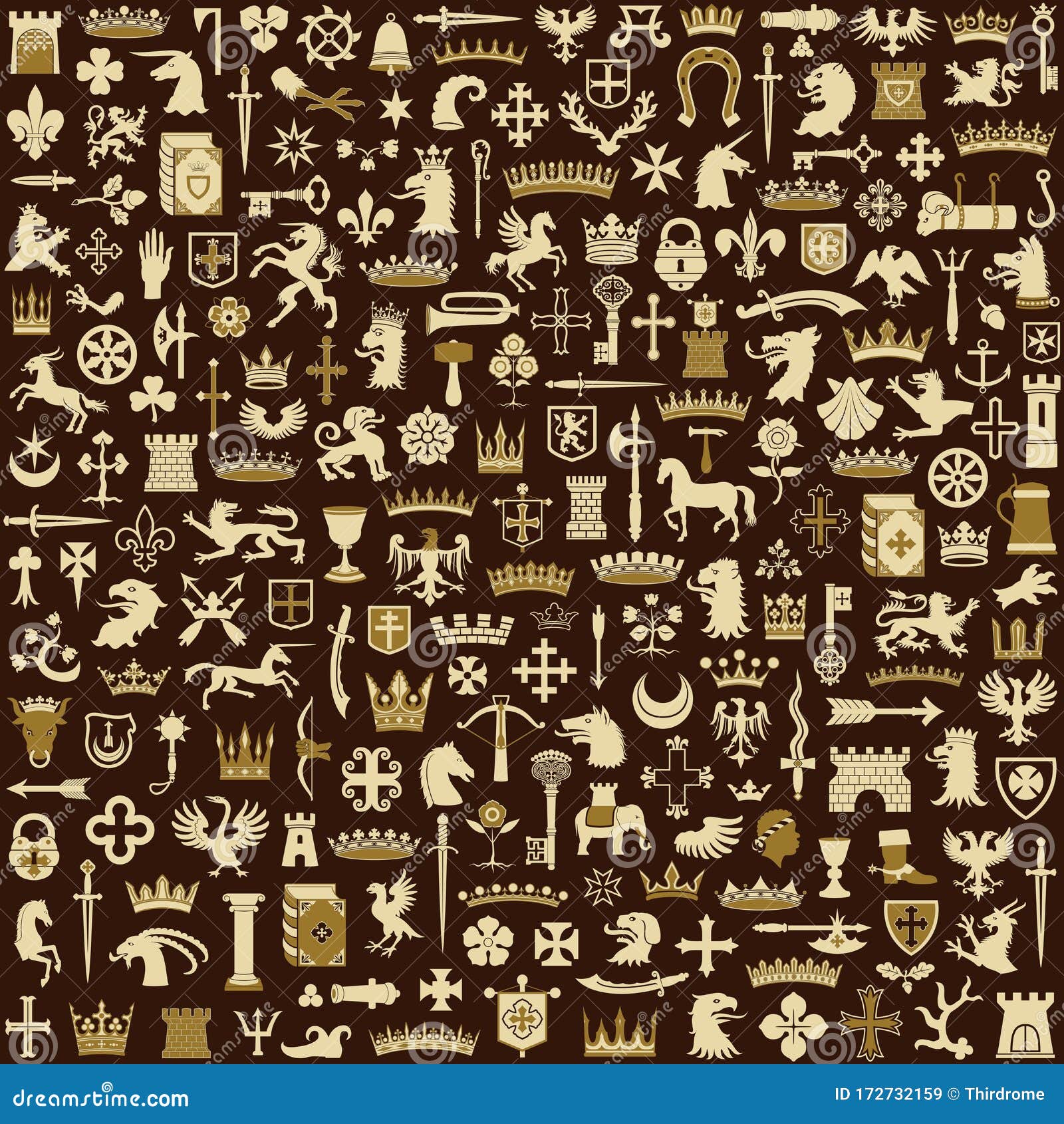 Heraldic Elements Background Stock Vector - Illustration of ornament ...