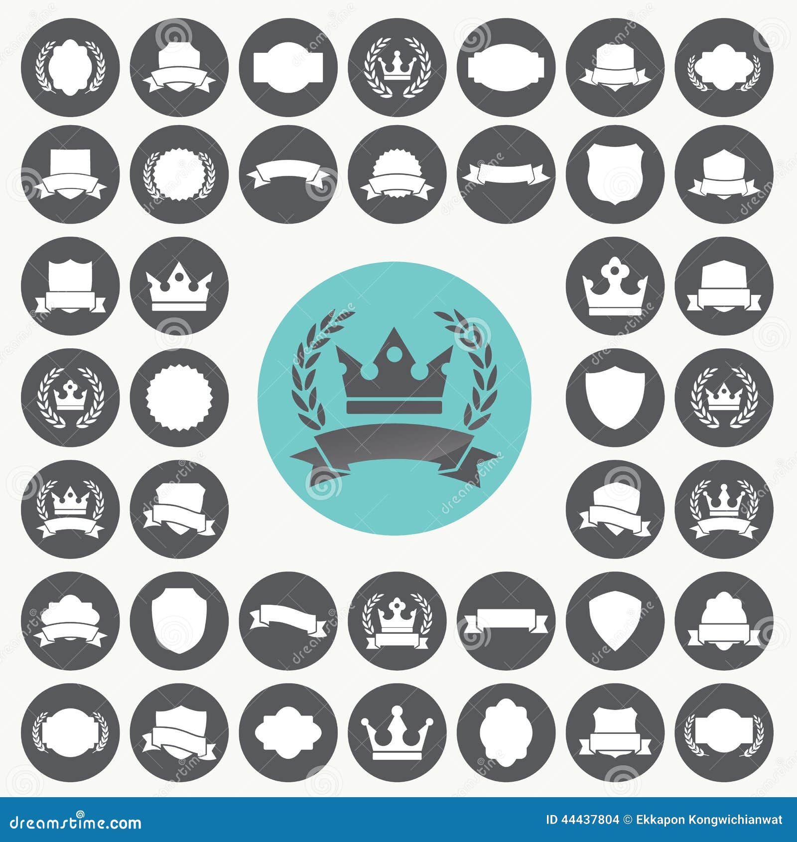 Heraldic Elements Icons Set. Stock Illustration - Illustration of ...