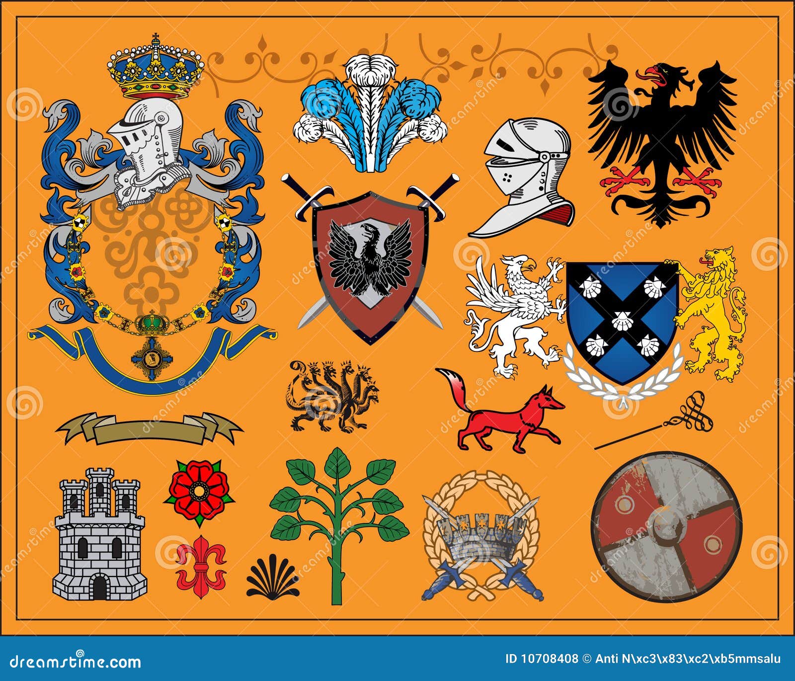 Heraldic elements set 1 stock vector. Illustration of design - 10708408