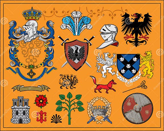 Heraldic elements set 1 stock vector. Illustration of design - 10708408