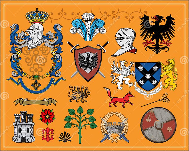 Heraldic elements set 1 stock vector. Illustration of design - 10708408