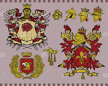 Heraldic elements set 15 stock vector. Illustration of graphic - 10647165
