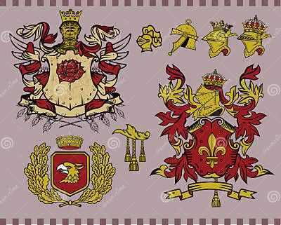 Heraldic elements set 15 stock vector. Illustration of graphic - 10647165