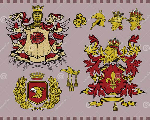 Heraldic elements set 15 stock vector. Illustration of graphic - 10647165