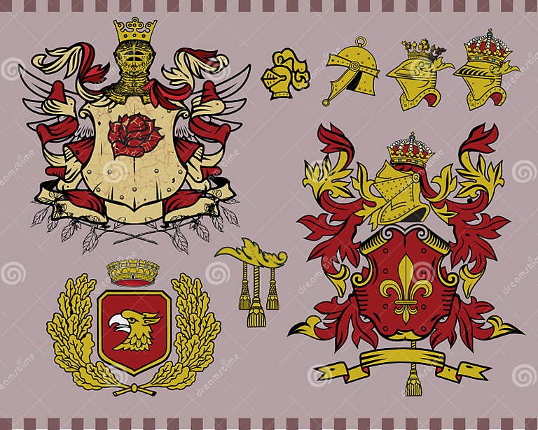 Heraldic elements set 15 stock vector. Illustration of graphic - 10647165