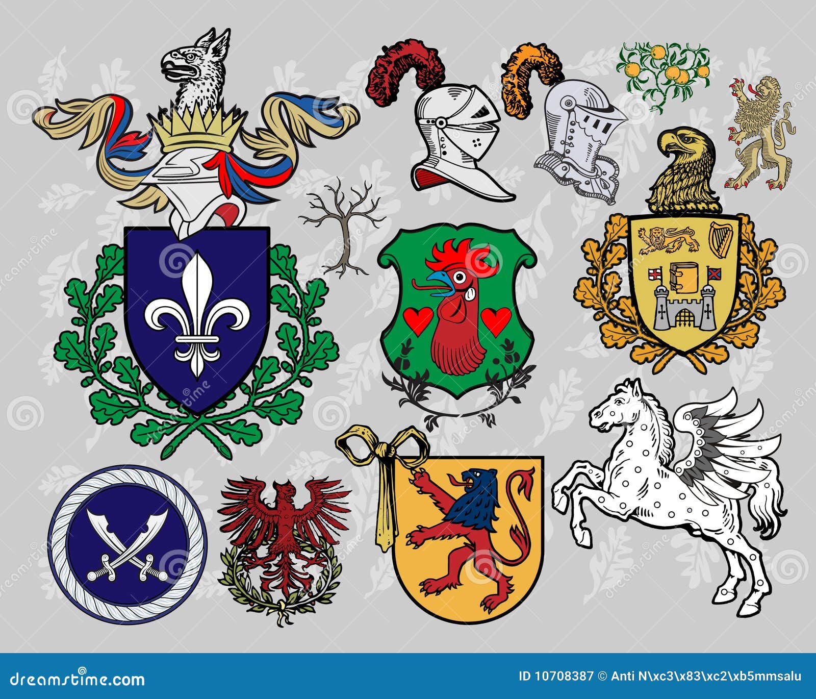 Heraldic elements set 16 stock vector. Illustration of mantling - 10708387