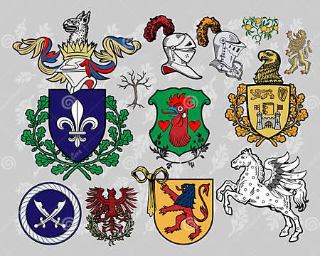Heraldic elements set 16 stock vector. Illustration of mantling - 10708387