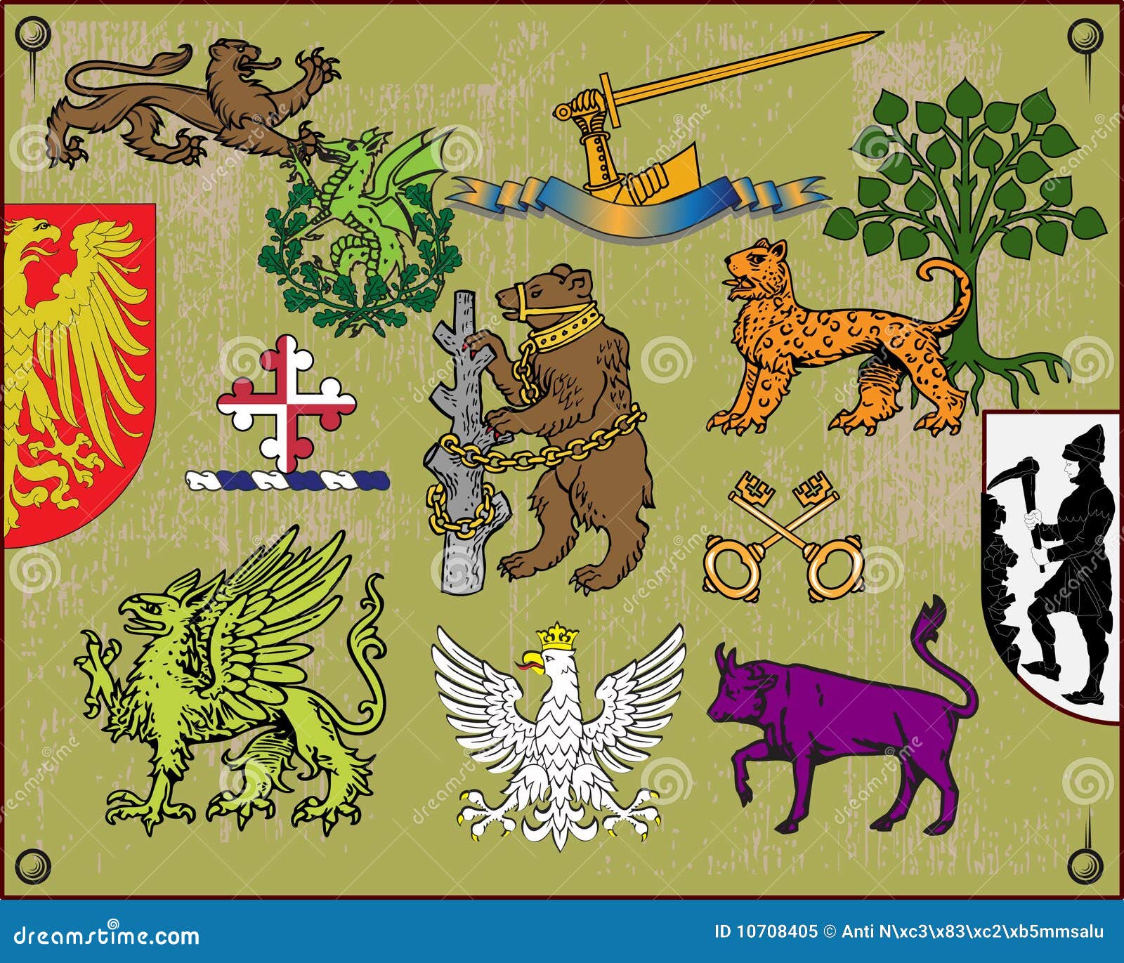 Heraldic elements set 2 stock vector. Illustration of pennant - 10708405