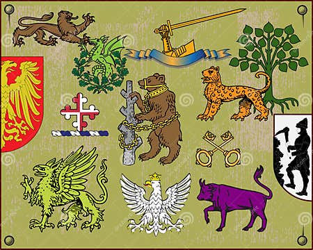 Heraldic elements set 2 stock vector. Illustration of pennant - 10708405