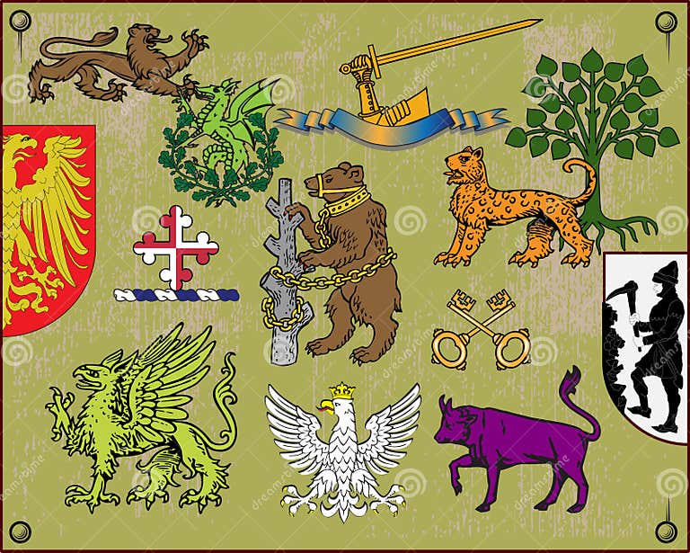 Heraldic elements set 2 stock vector. Illustration of pennant - 10708405