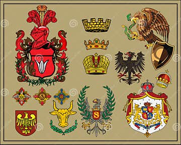 Heraldic elements set 6 stock vector. Illustration of eagle - 10708393