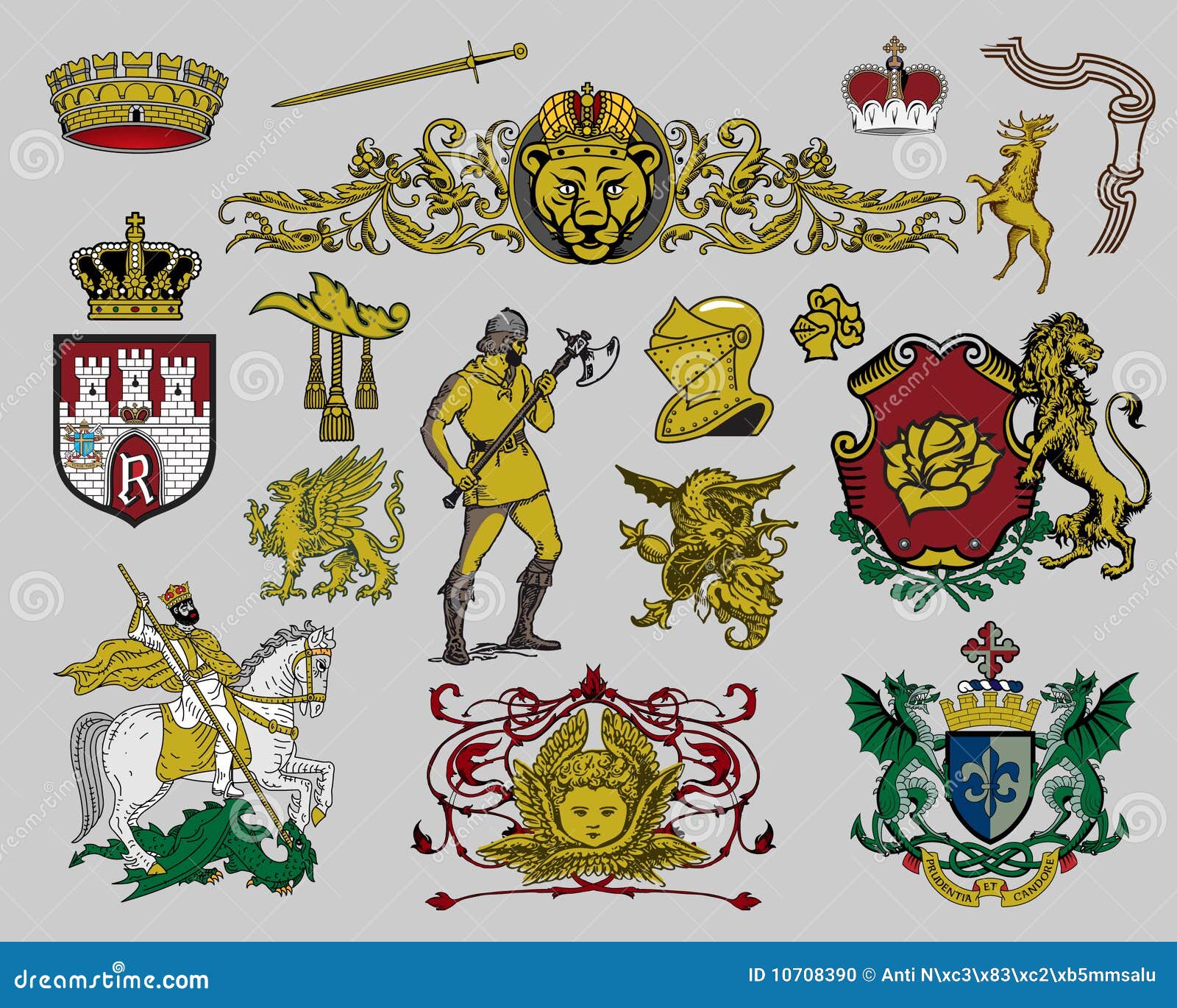 Heraldic elements set 7 stock vector. Illustration of badge - 10708390