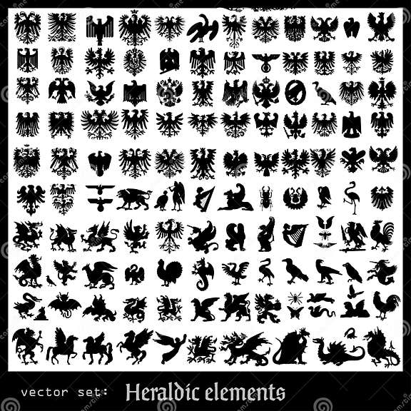 Heraldic elements winged stock vector. Illustration of decoration ...