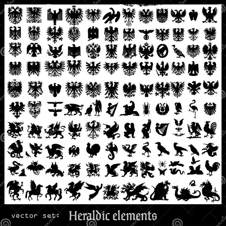 Heraldic elements winged stock vector. Illustration of decoration ...