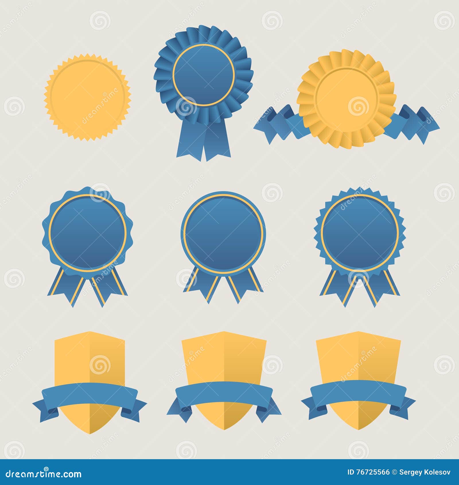 Heraldic Emblem Shields Awards with Ribbons Stock Vector - Illustration ...