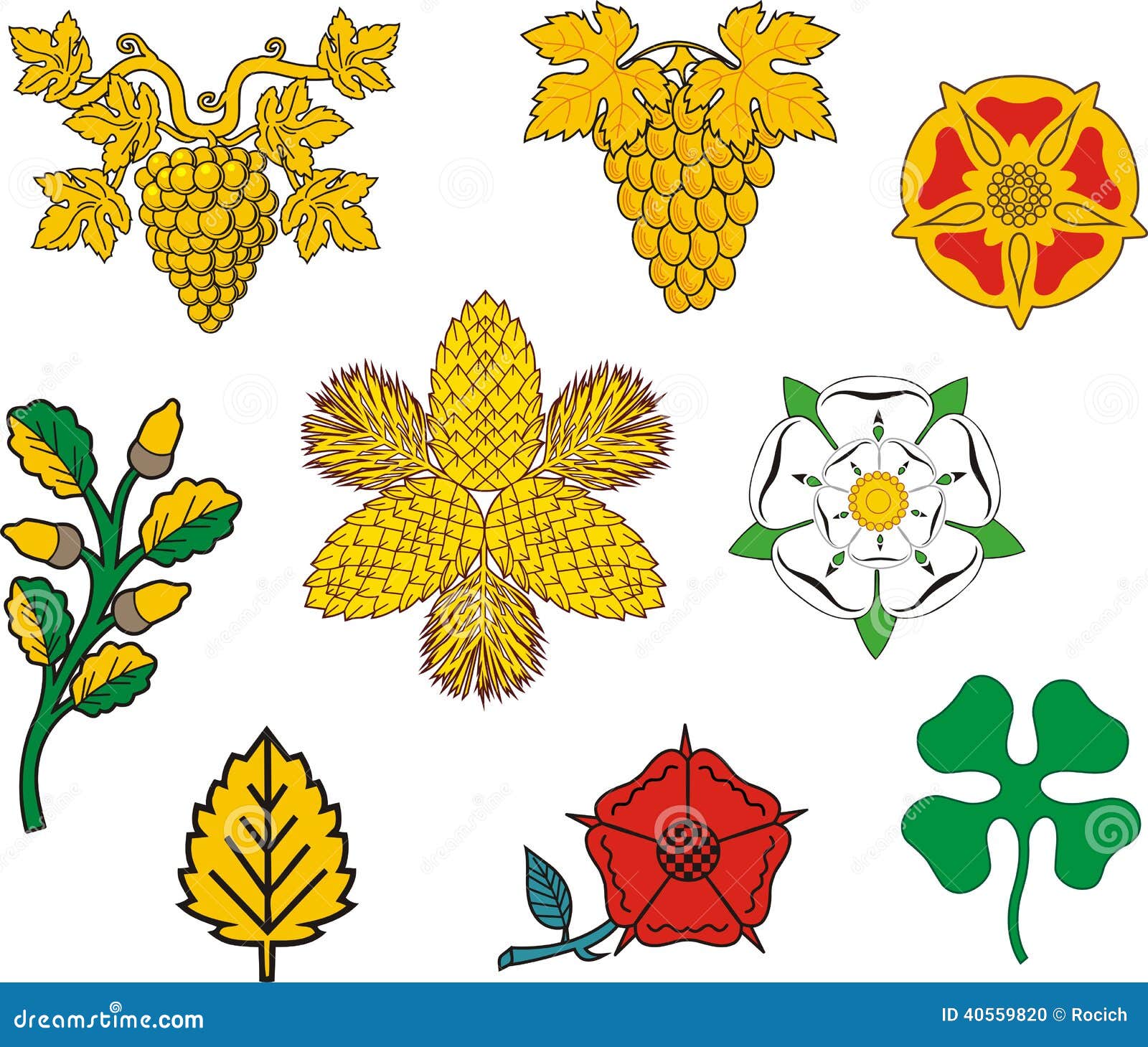 Heraldic floral elements stock vector. Illustration of quatrefoil ...