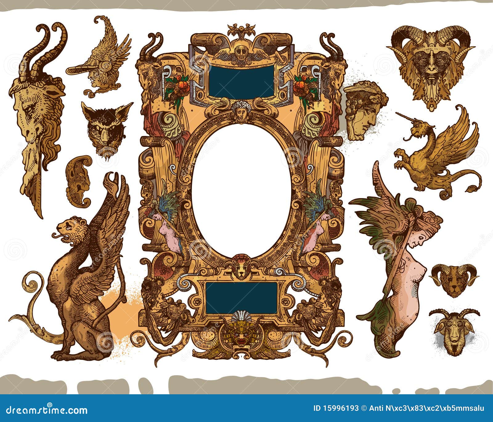 Heraldic Frame Design Elements Stock Vector - Illustration of coat ...