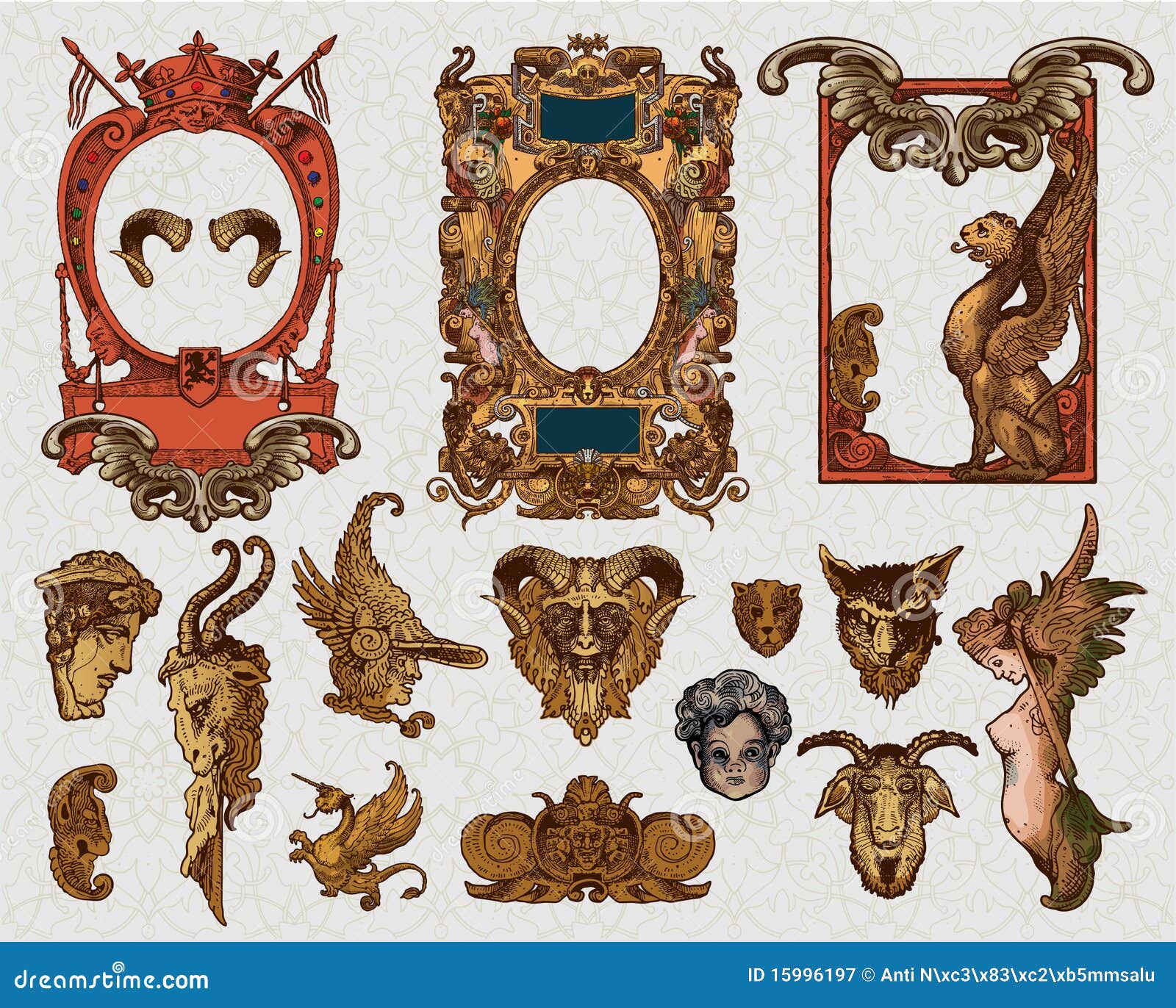 Heraldic Frame Design Elements Stock Vector - Illustration of engraving ...