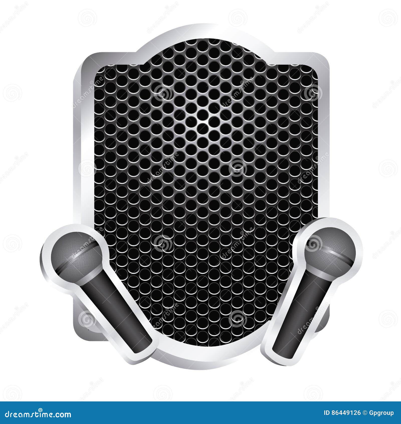 Heraldic Frame with Grill Surface and Pair Wireless Dynamic Microphone ...