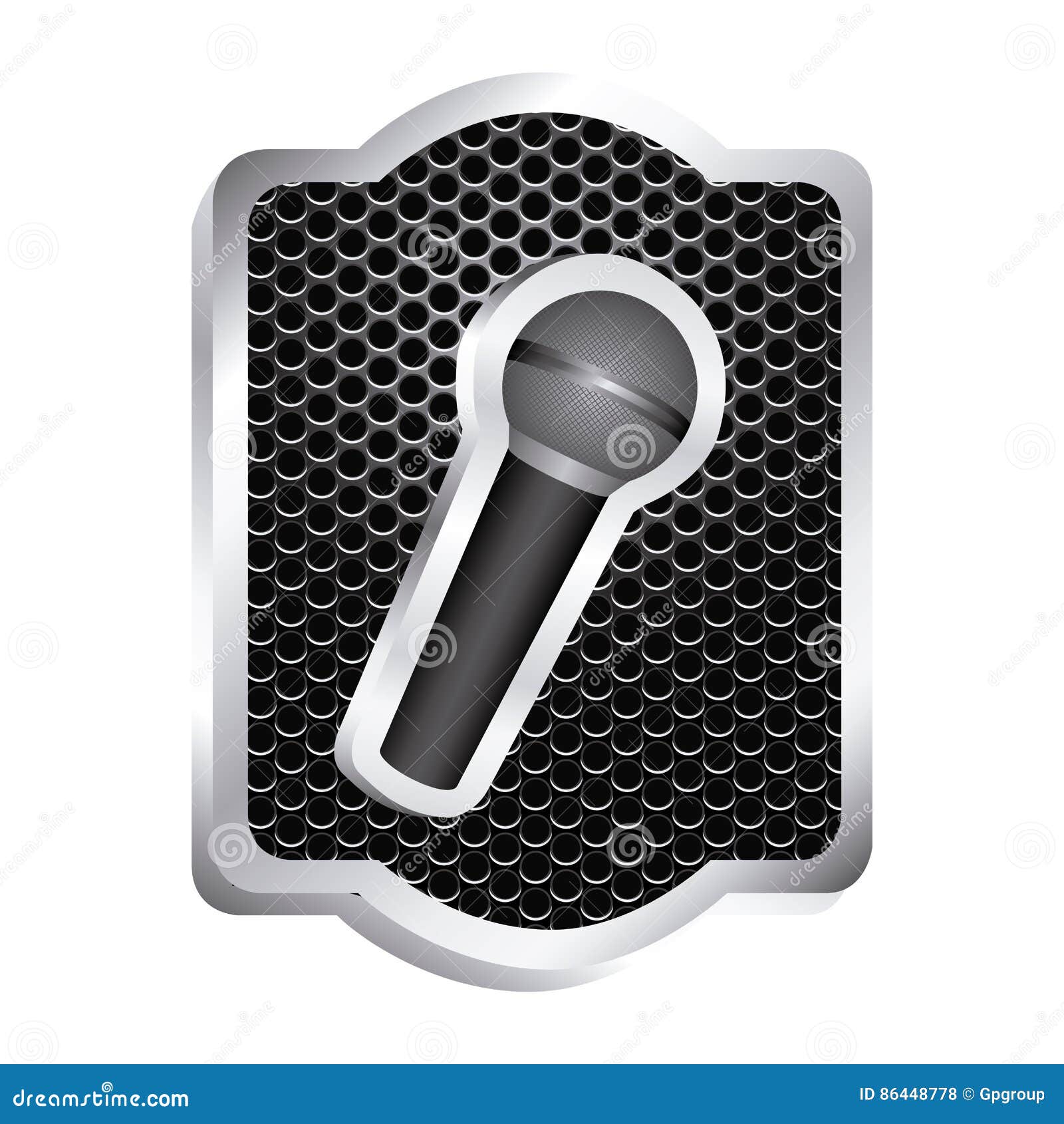 Heraldic Frame with Grill Surface and Wireless Dynamic Microphone Icon ...