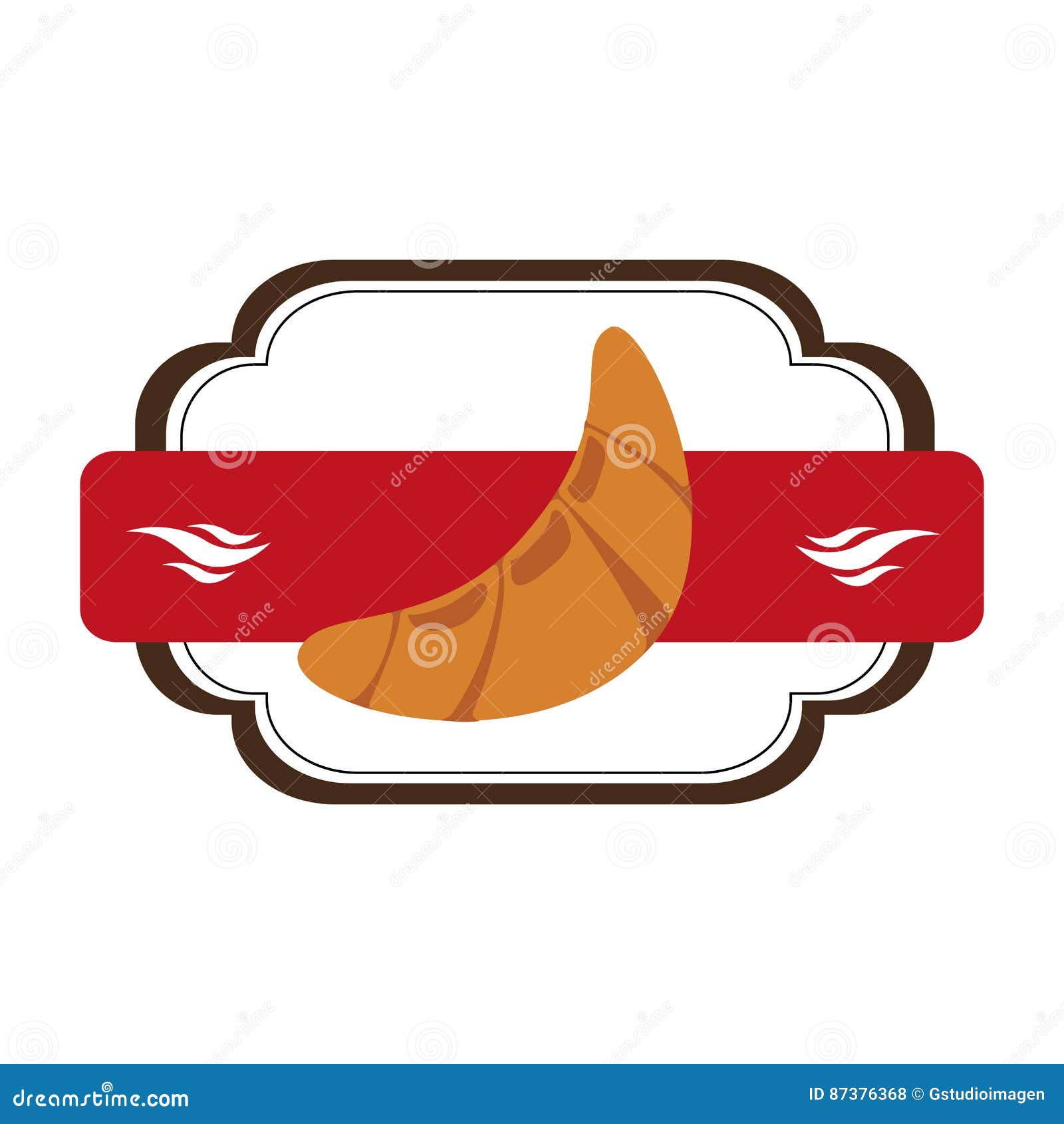 Croissant, Bun And Bread Isolated On White. Outline Drawing For Grocery ...