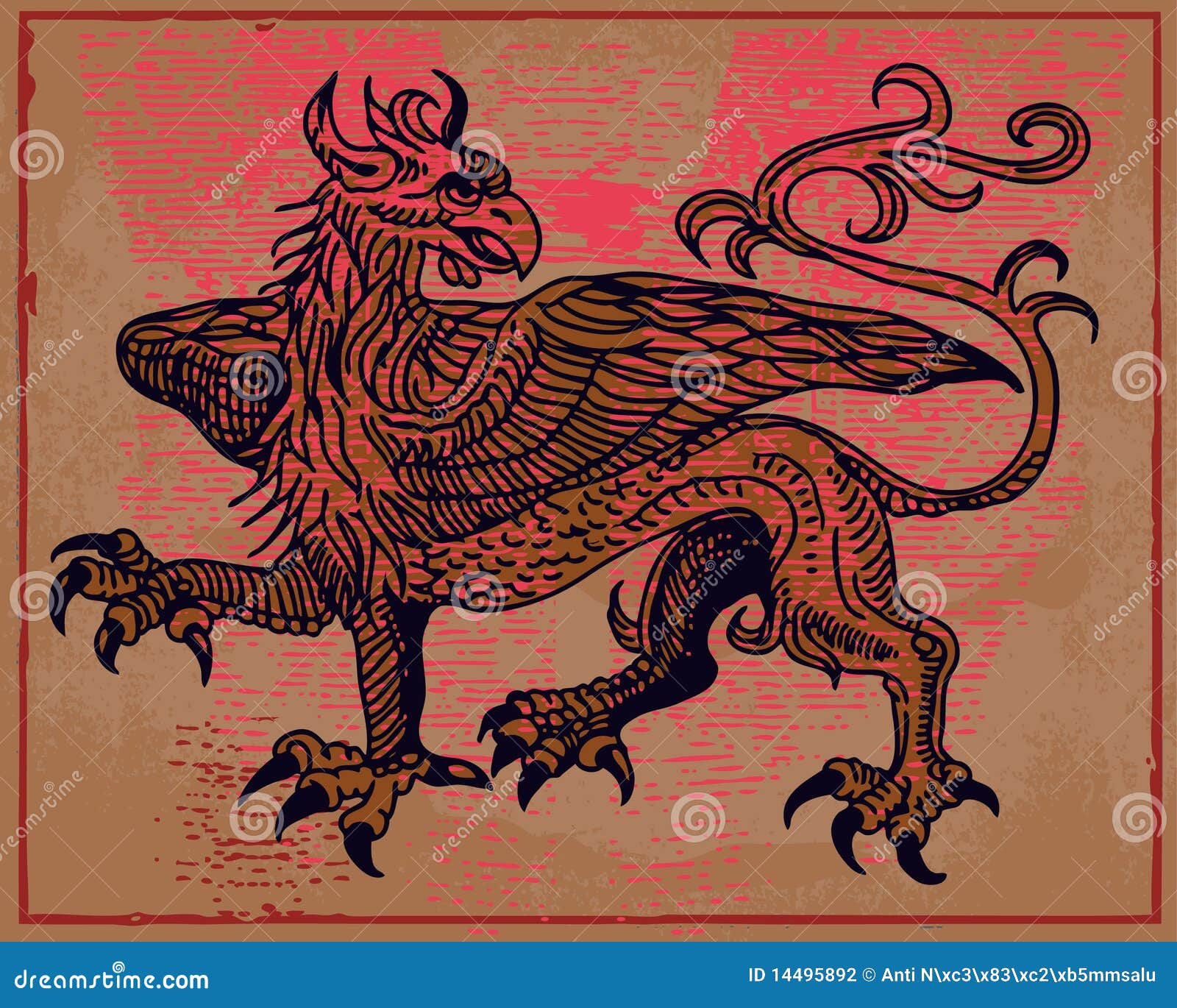 Heraldic Griffin Letter M Crown Logo Vector Illustration ...