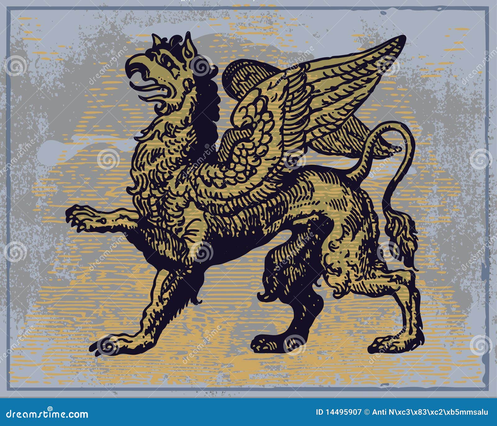 Heraldic Griffin Letter M Crown Logo Vector Illustration ...