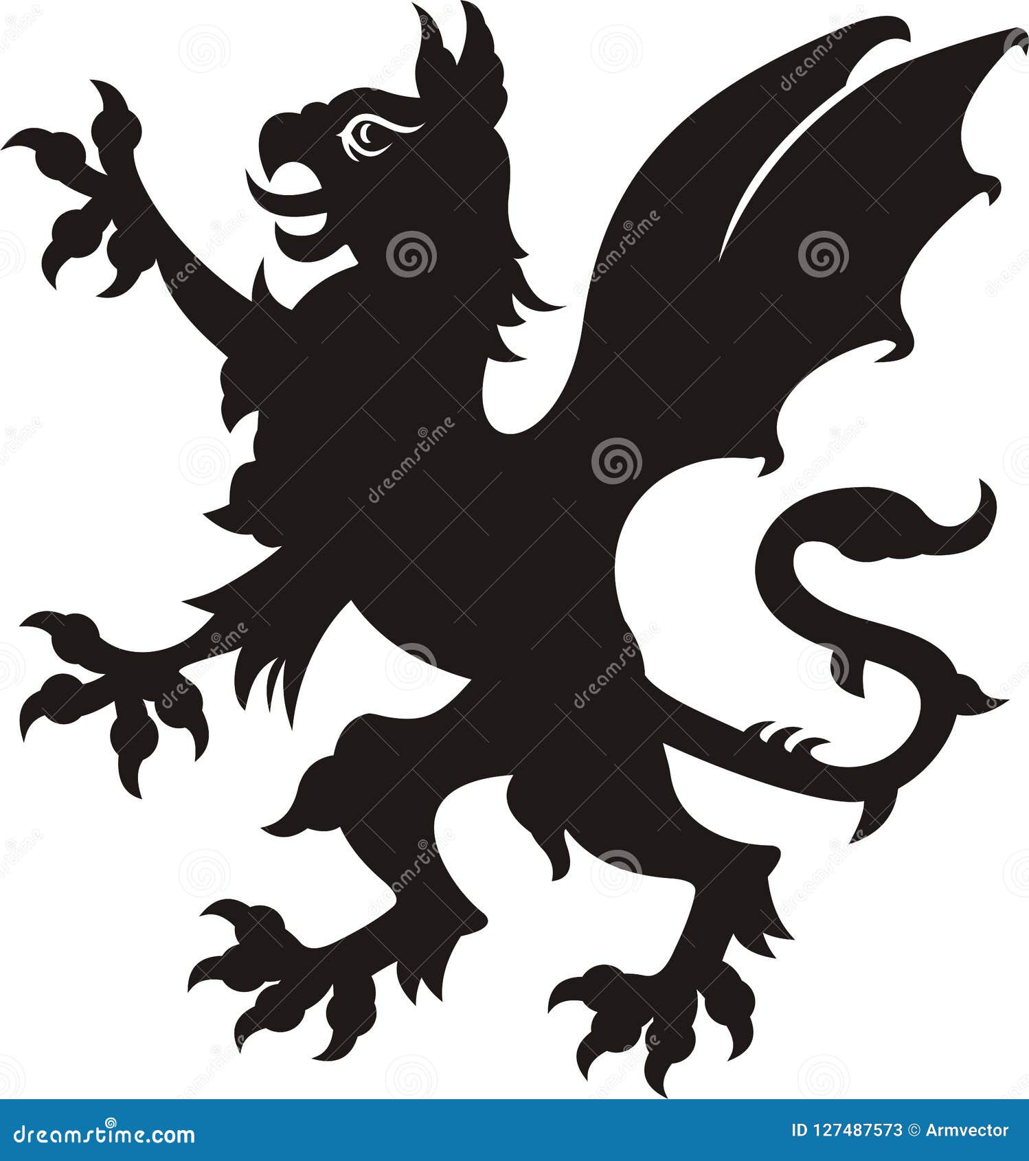 Heraldic griffin stock vector. Illustration of blackwhite - 127487573