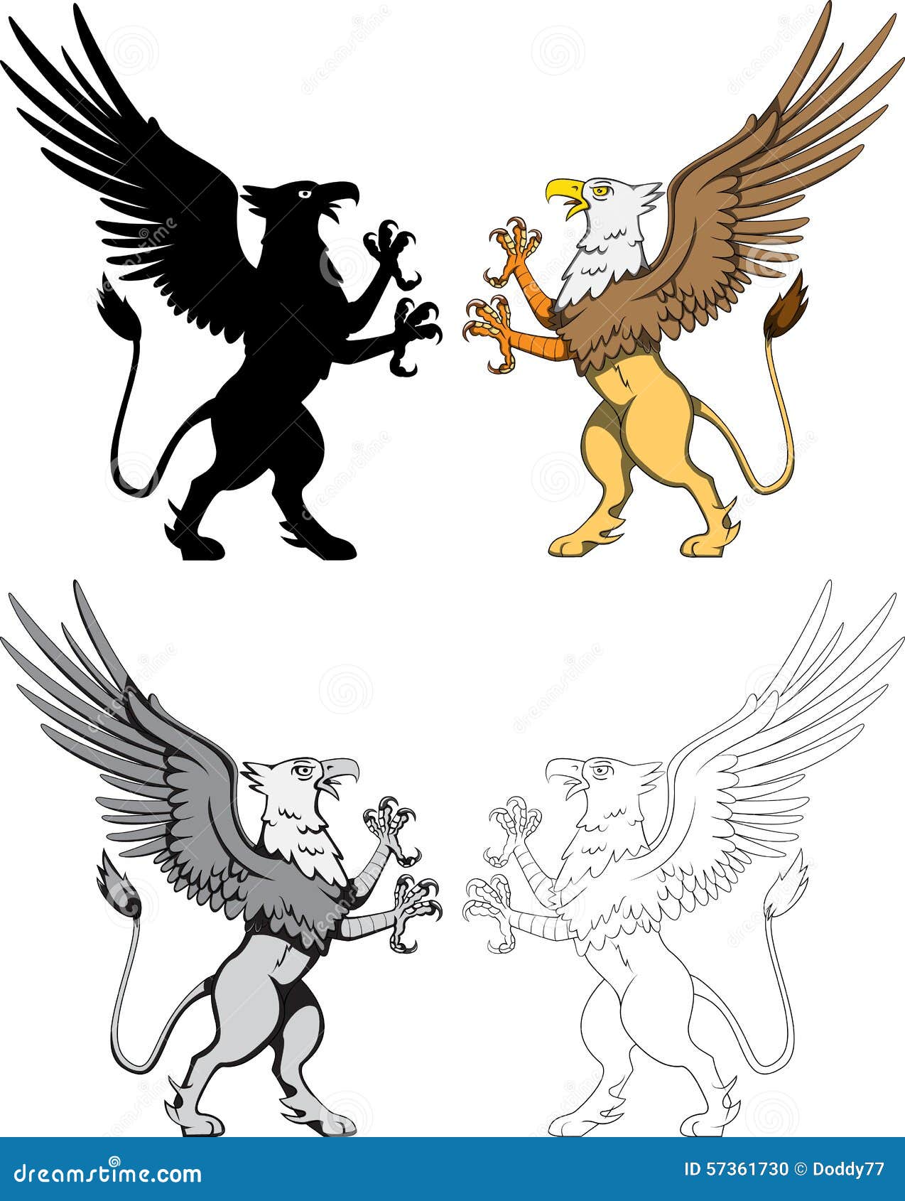 Heraldic Griffin Vector stock vector. Illustration of linedrawing ...