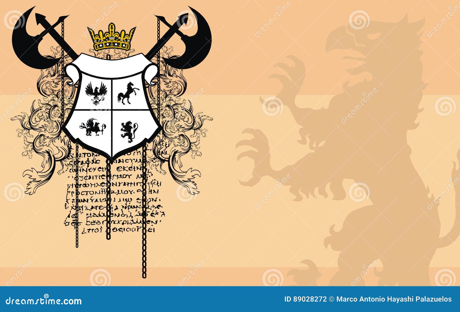 Heraldic Gryphon Axe Coat of Arms Background Stock Vector ...