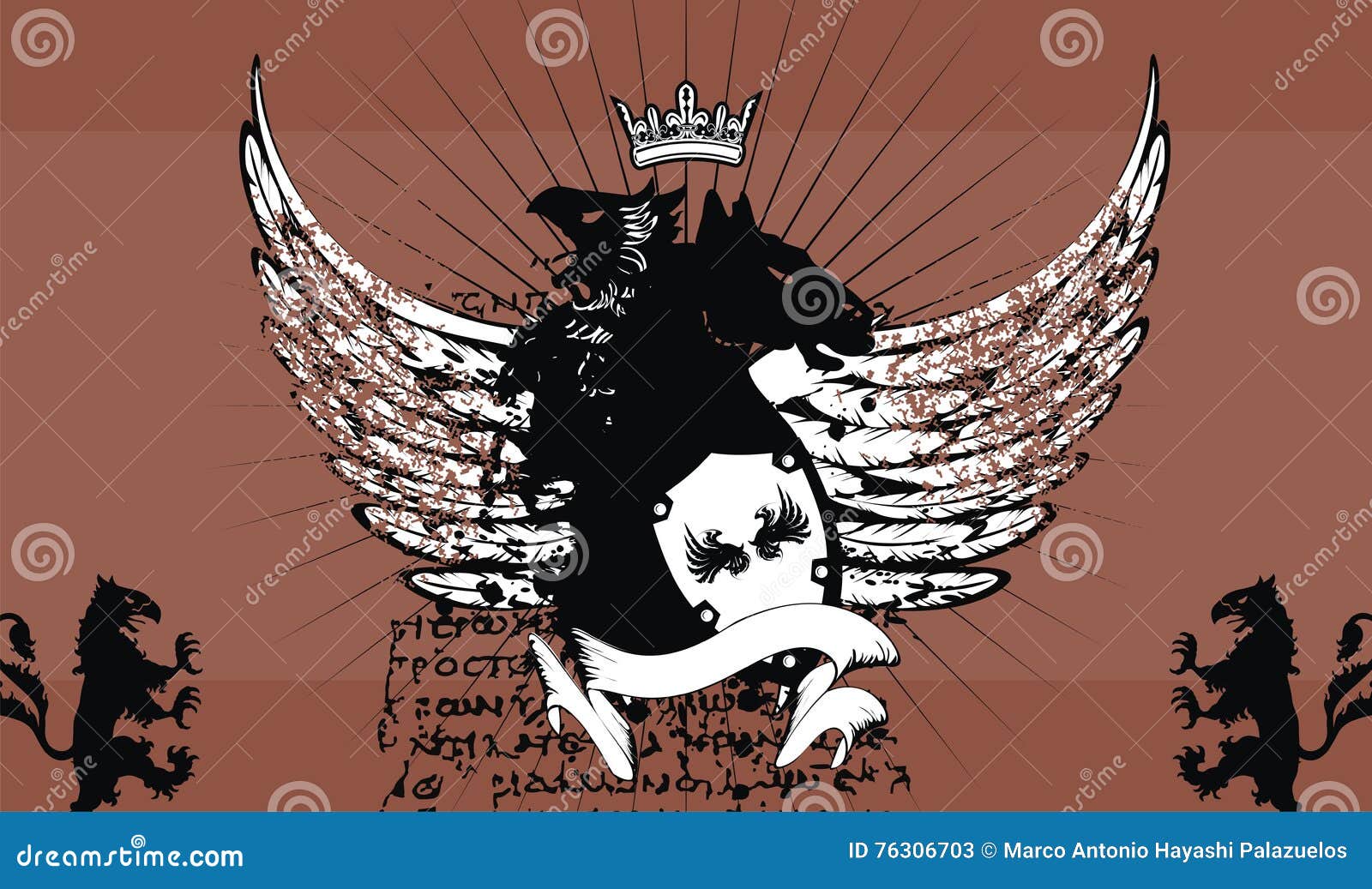 Heraldic Gryphon Coat of Arms Crest Background Stock Vector ...