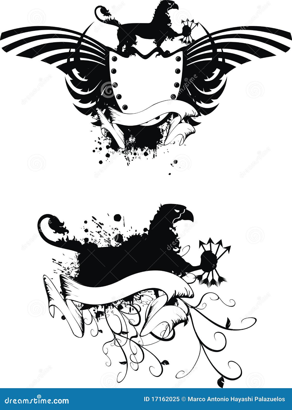 Heraldic Gryphon Coat of Arms Set 3 Stock Vector - Illustration of ...