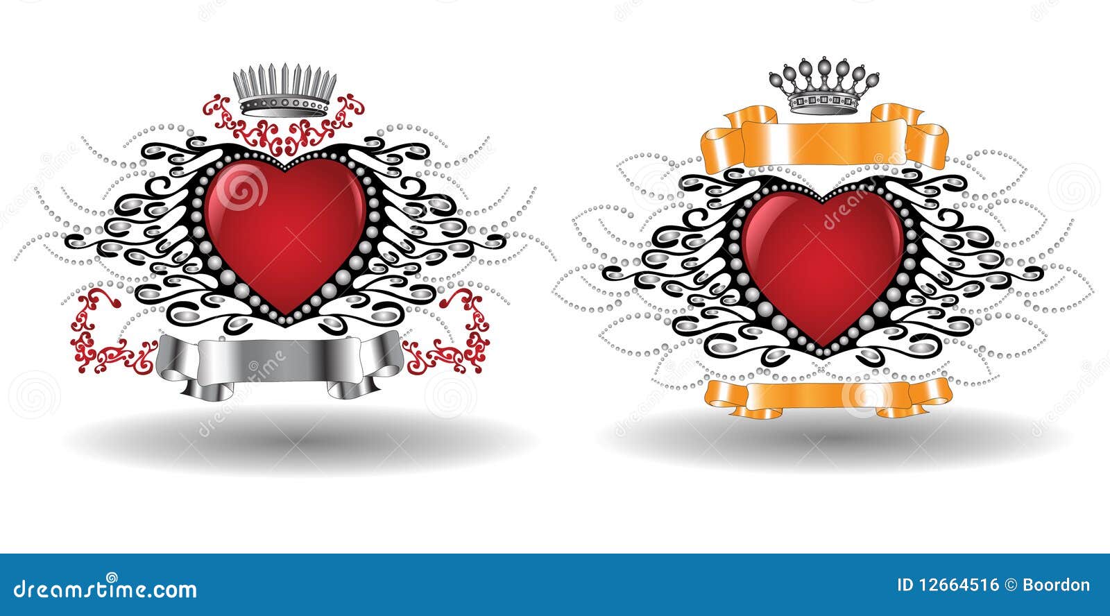 Heraldic hearts stock vector. Illustration of gift, royal - 12664516
