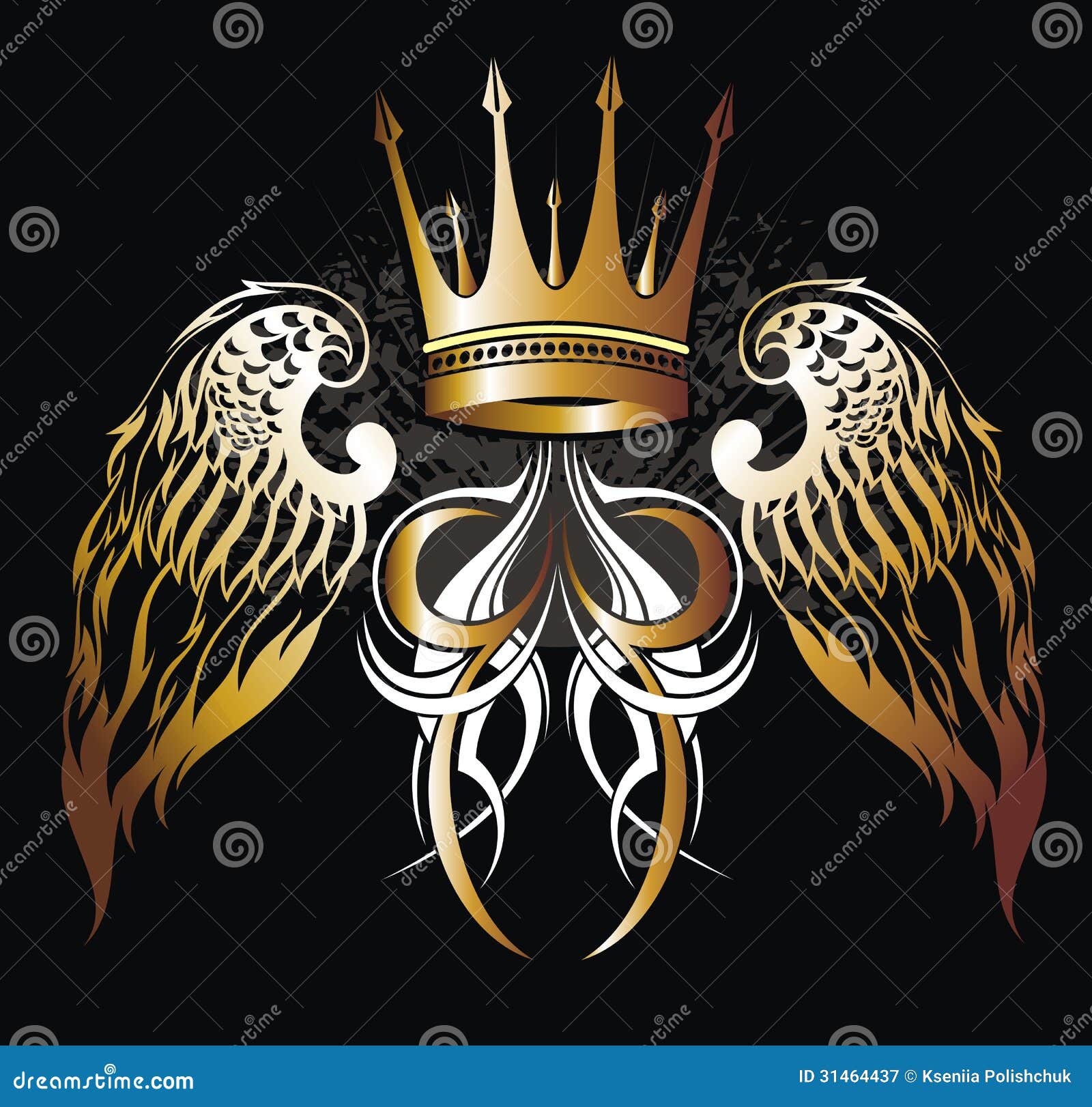 Heraldic Illustration with Crown and Wings Stock Vector - Illustration ...
