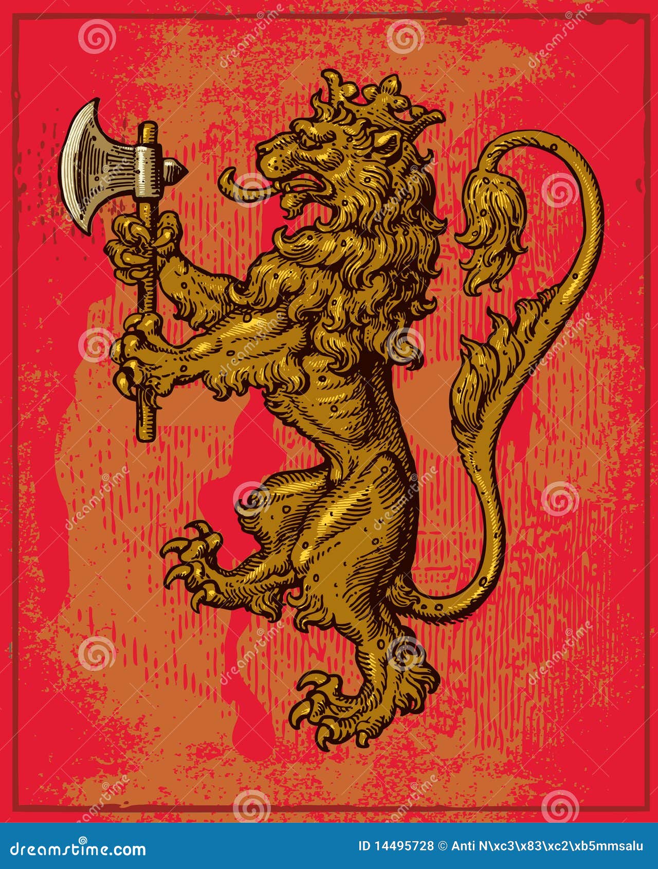 Heraldic Lion stock vector. Illustration of coronation - 14495728