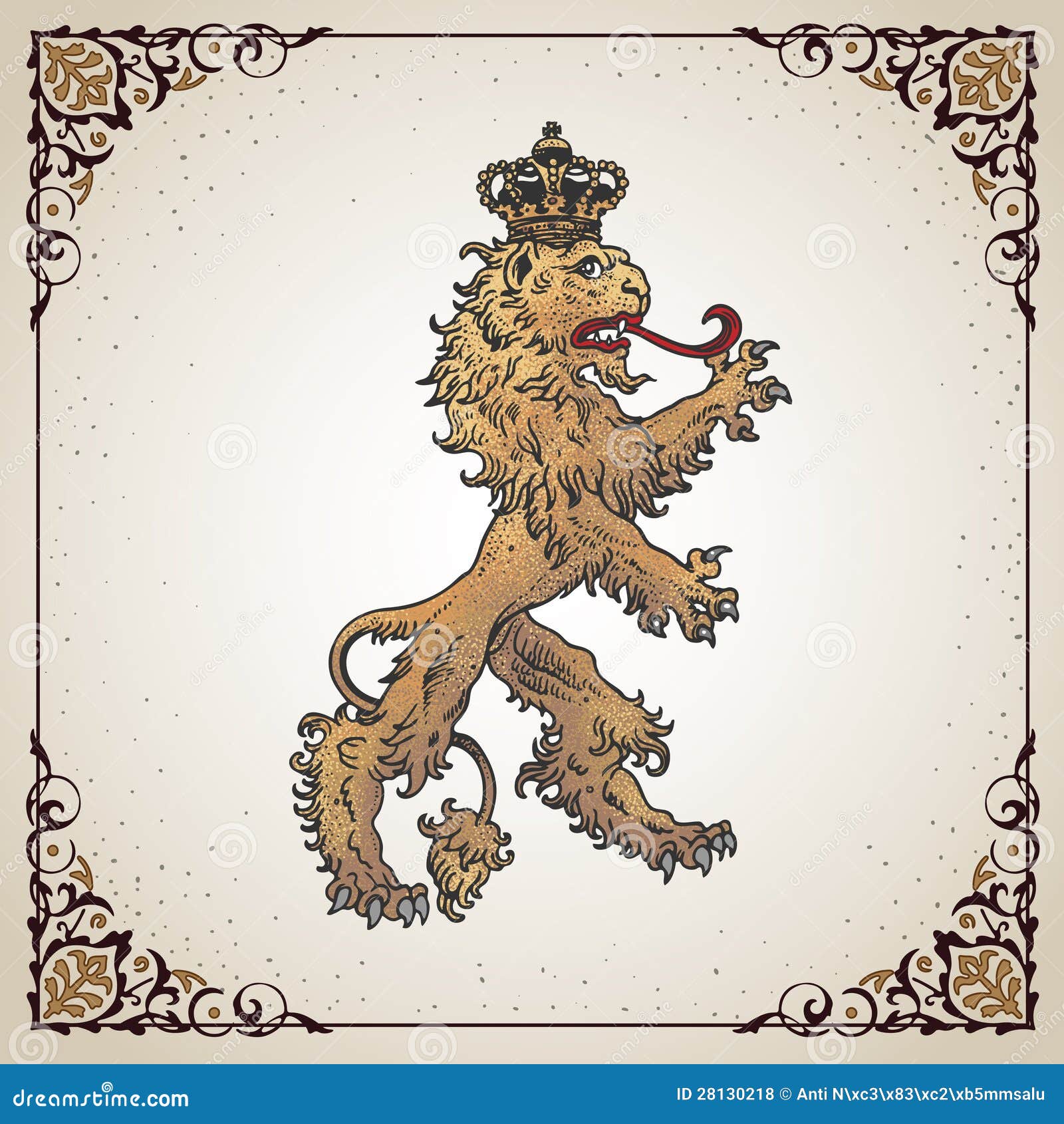 Heraldic lion stock vector. Illustration of mascot, background - 28130218