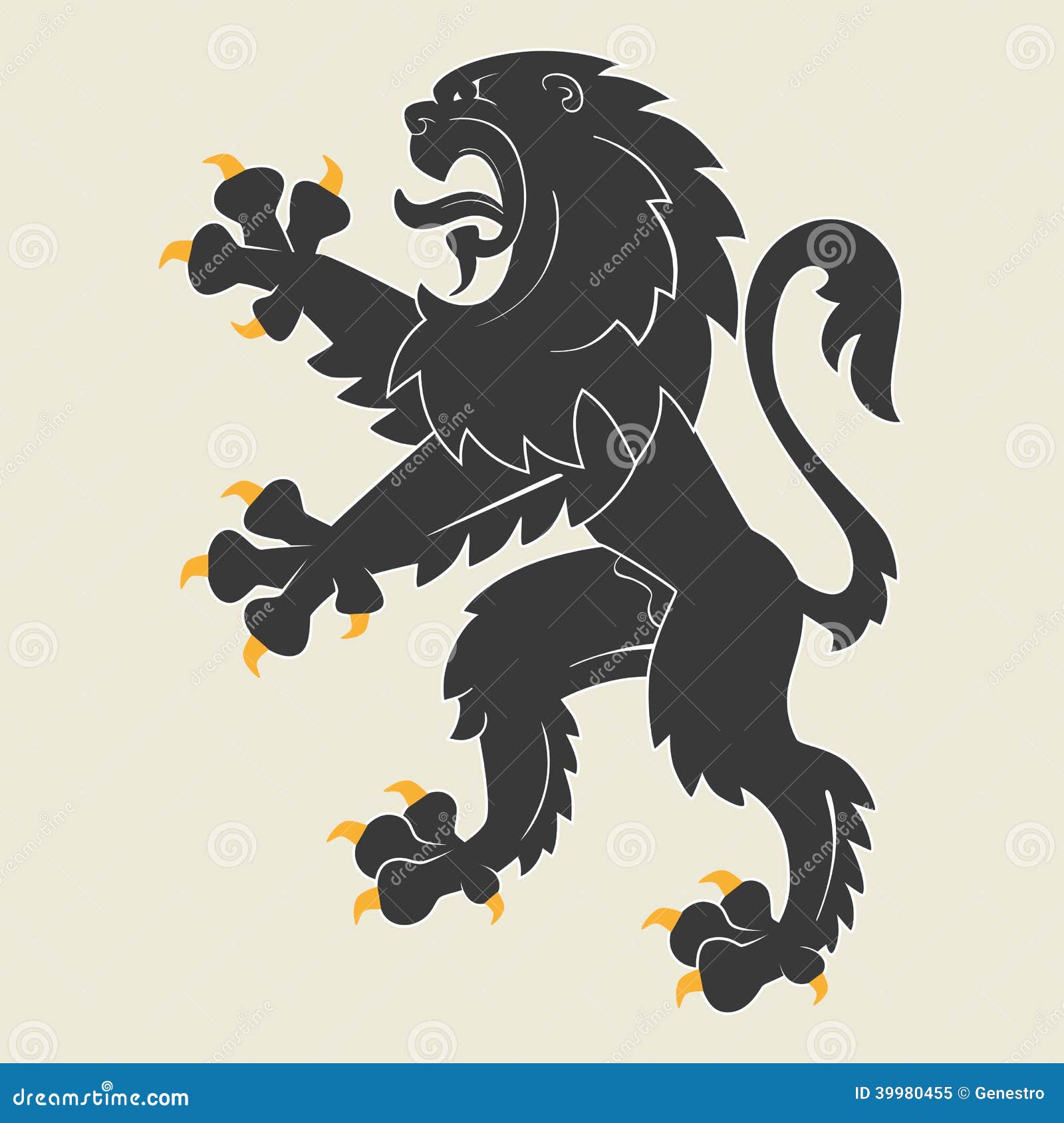 Heraldic lion stock vector. Illustration of sketch, lion - 39980455