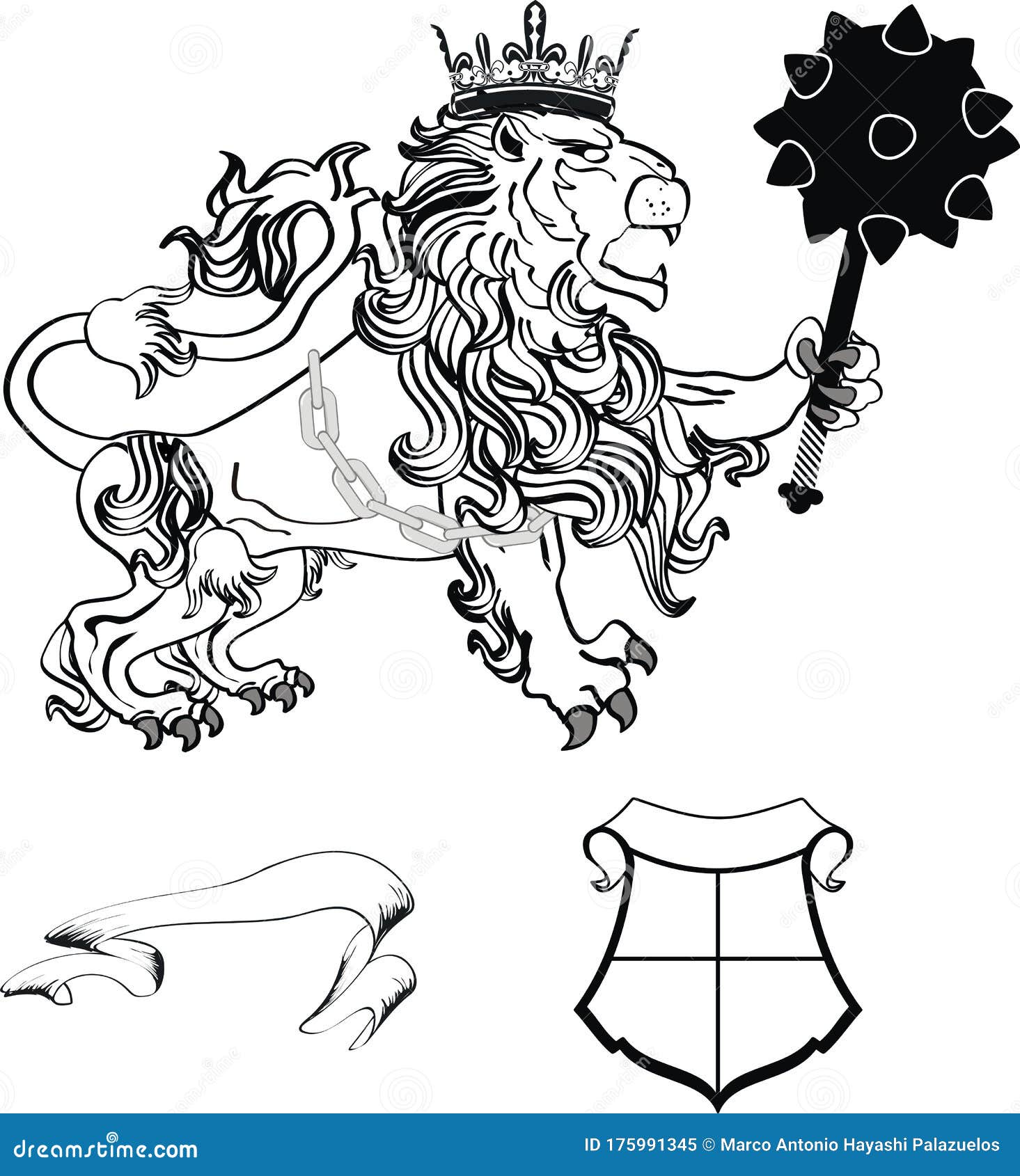 Heraldic Lion Coat of Arms Shield Crest Stock Vector - Illustration of ...