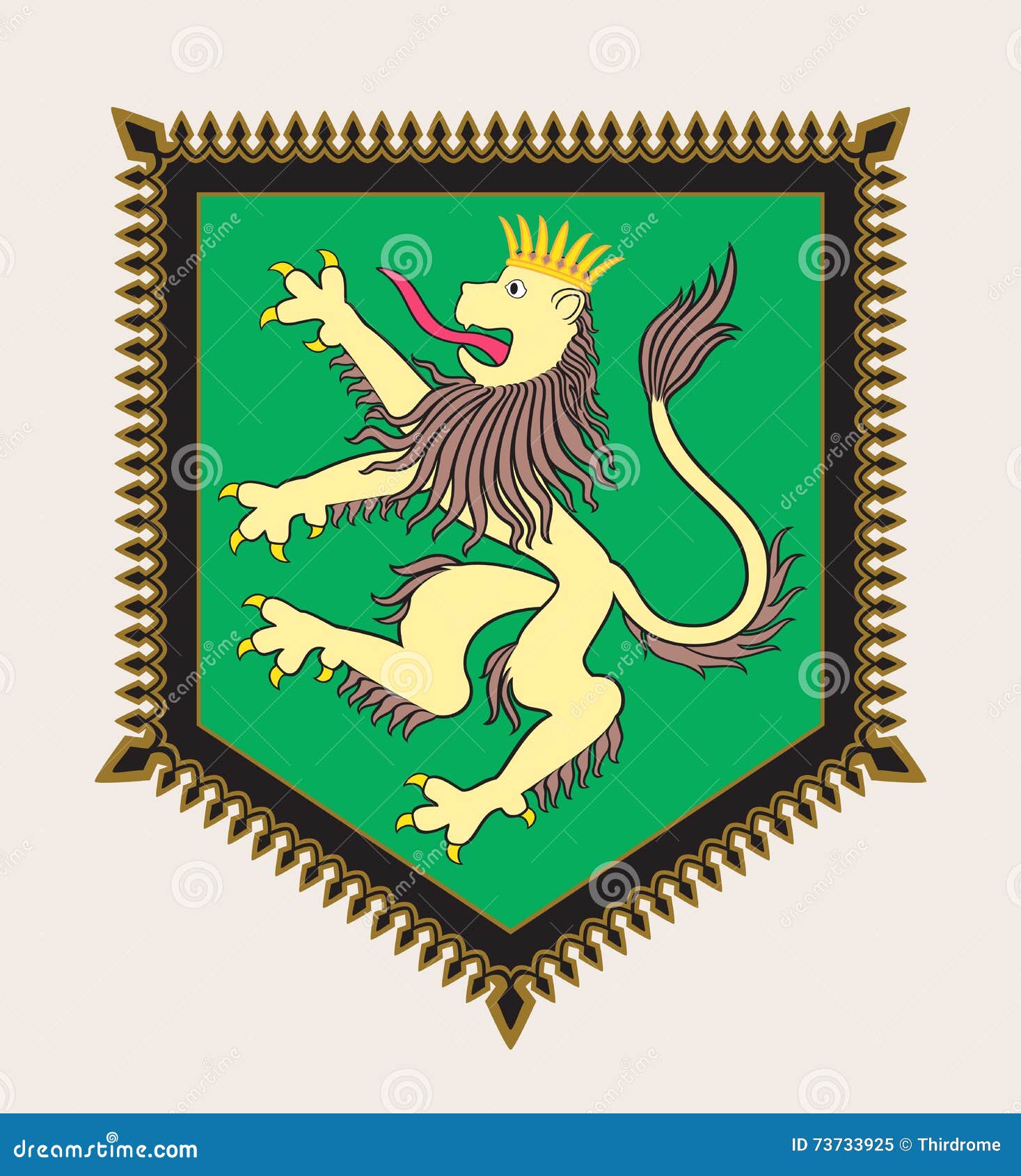 Heraldic lion crest stock vector. Illustration of arms - 73733925