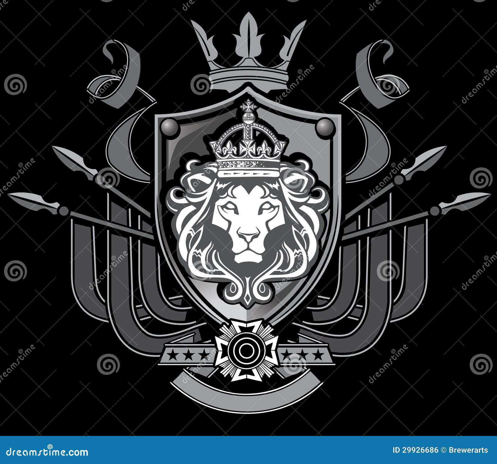 Lion Flag Crest stock vector. Illustration of haile, christianity ...
