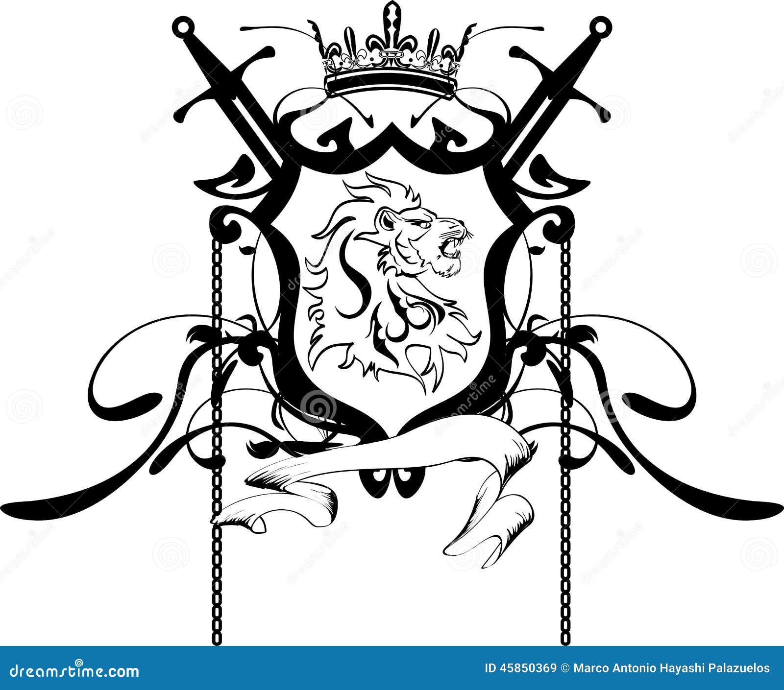Heraldic Lion Head Coat of Arms Tattoo Stock Vector - Illustration of ...