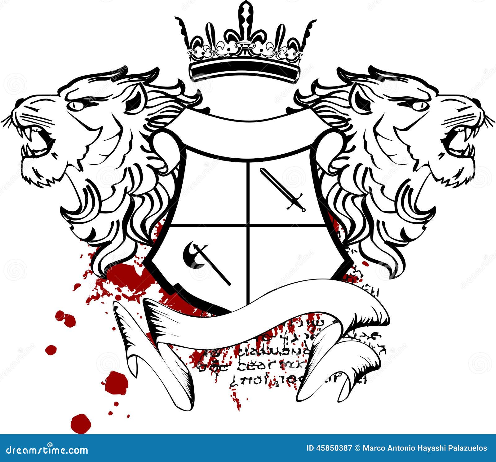 Heraldic Lion Head Coat of Arms Tattoo5 Stock Vector - Illustration of ...
