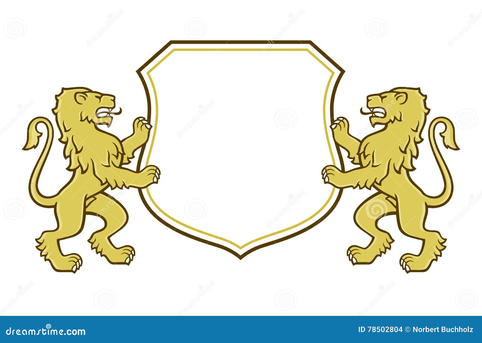 Heraldic Lions Holding a Shield Stock Vector - Illustration of ...