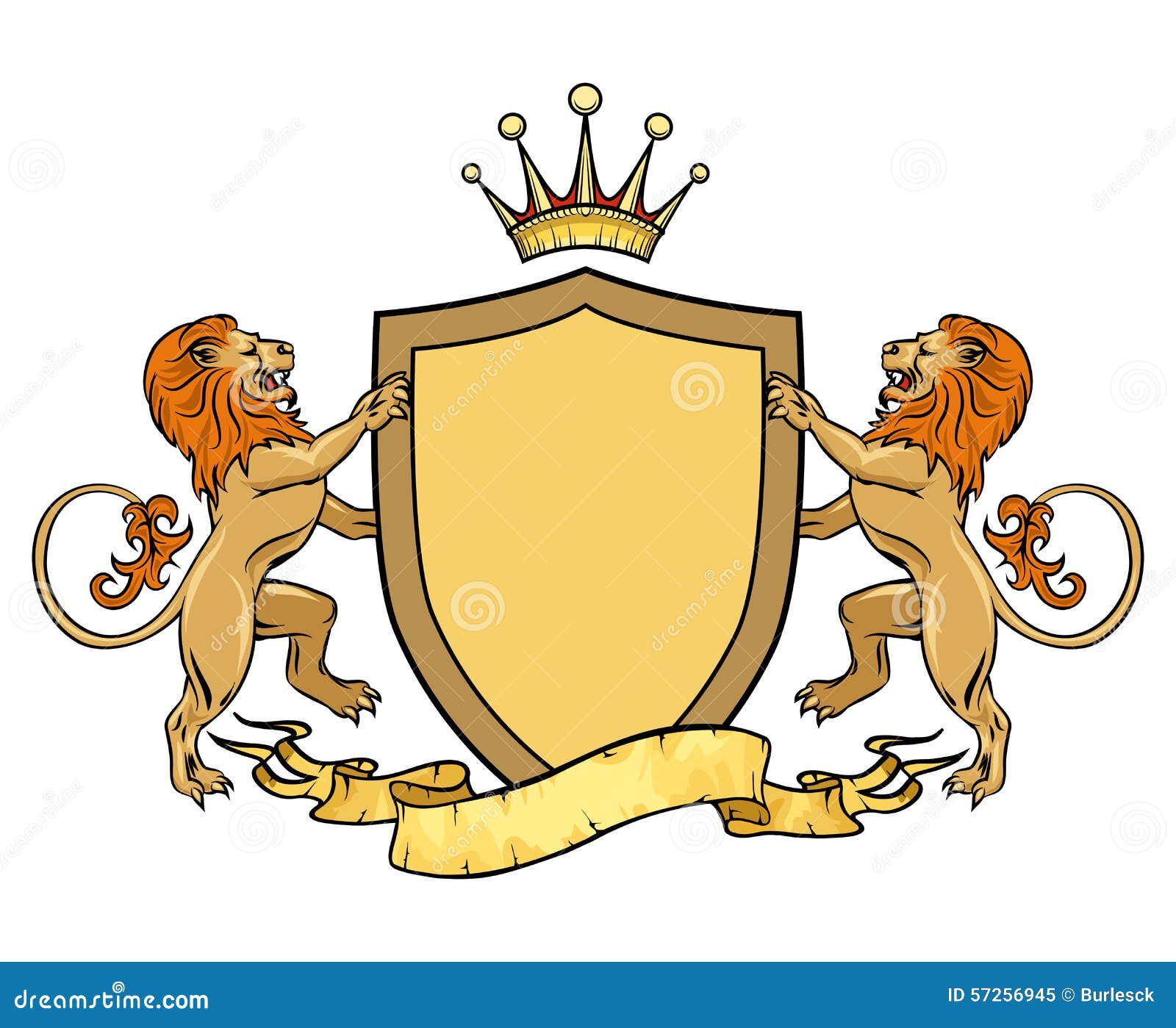 Heraldic Lions with Shield and Ribbon. Emblem or Stock Vector ... Heraldic Lions with Shield and Ribbon. Emblem or Stock Vector ...