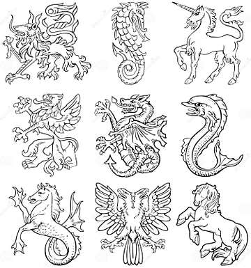 Heraldic monsters vol I stock vector. Illustration of vector - 20359243