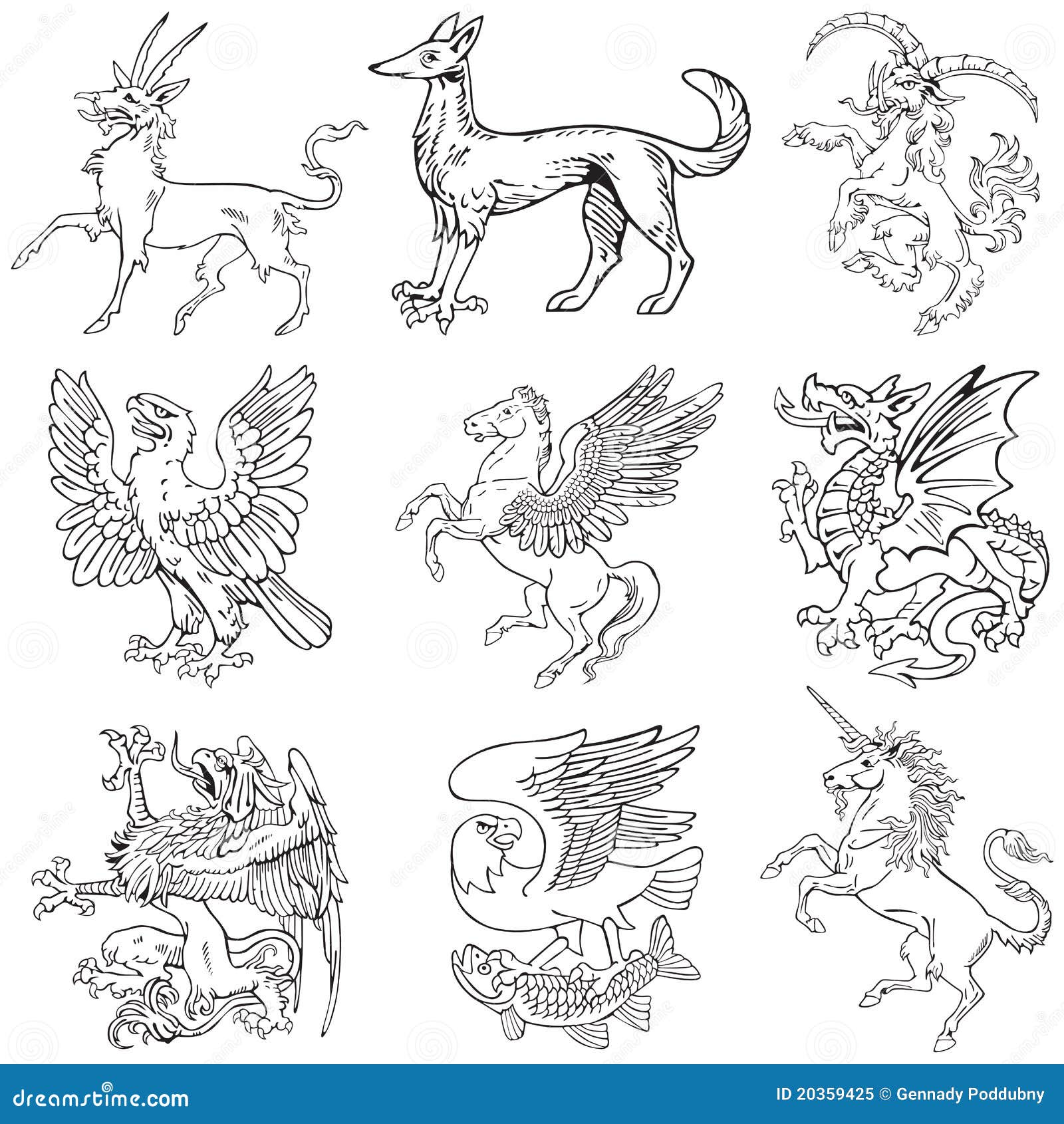 Heraldic Monsters Vol I Cartoon Vector | CartoonDealer.com #20359243