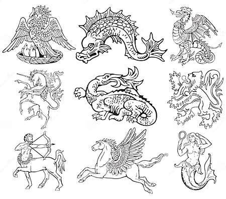 Heraldic monsters vol VII stock vector. Illustration of chimera - 21822967